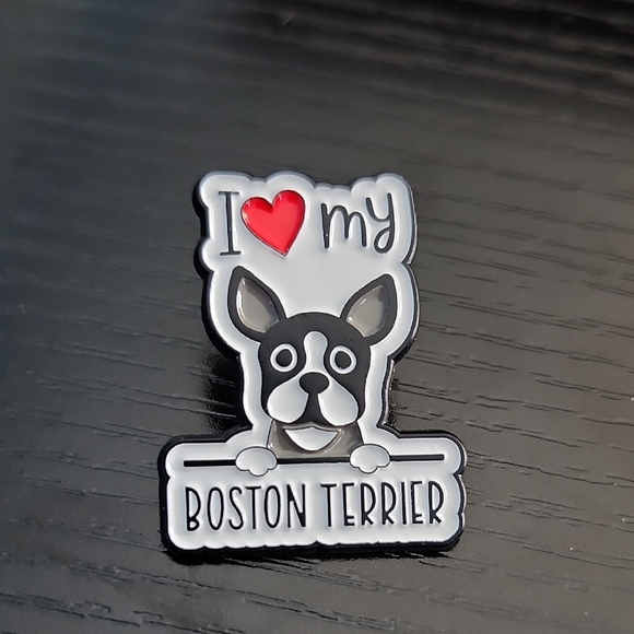 None | Jewelry | Boston Terrier Enamel Pin Black And Red | Poshmark